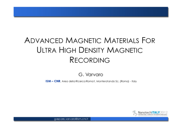 (PDF) Advanced magnetic materials for ultra high density magnetic recording