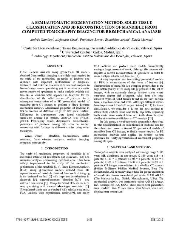 Pdf A Semiautomatic Segmentation Method Solid Tissue Classification