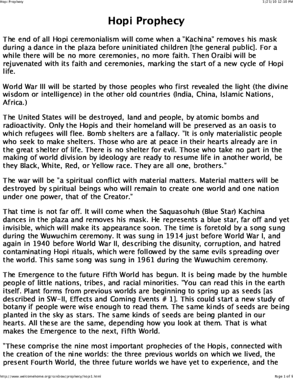 (PDF) The Hopi Prophecy - By Frank Waters