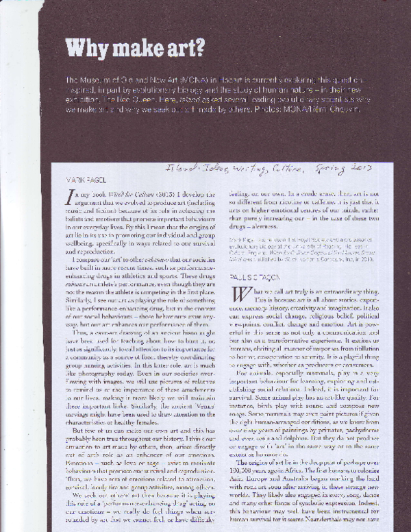 (PDF) Response to a question: Why Make Art?