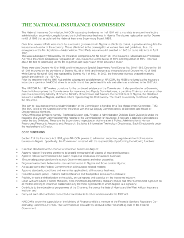 (DOC) The National Insurance Commission