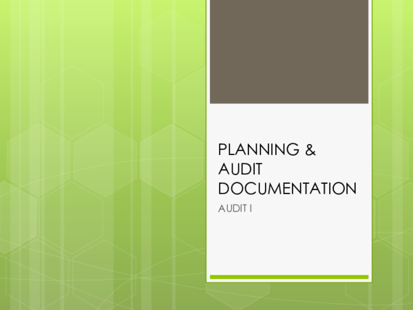 (PPT) PLANNING & AUDIT DOCUMENTATION-student