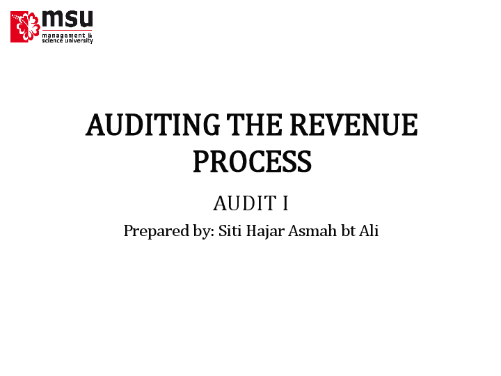 (PPT) AUDIT OF SALES AND ACCOUNT RECEIVABLES