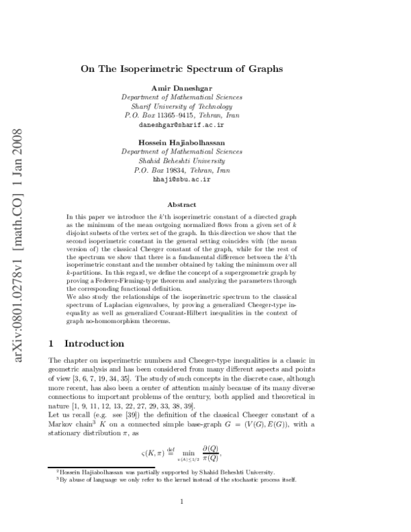 (PDF) On The Isoperimetric Spectrum of Graphs