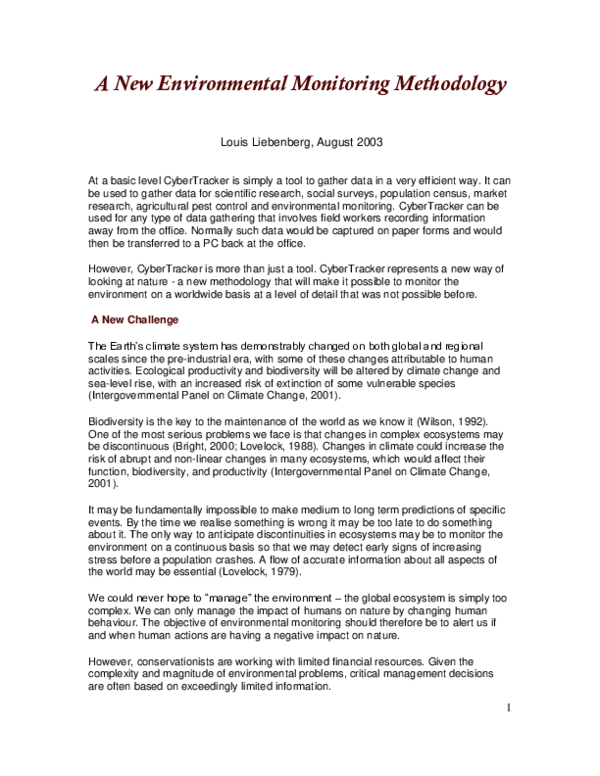(PDF) A New Environmental Monitoring Methodology