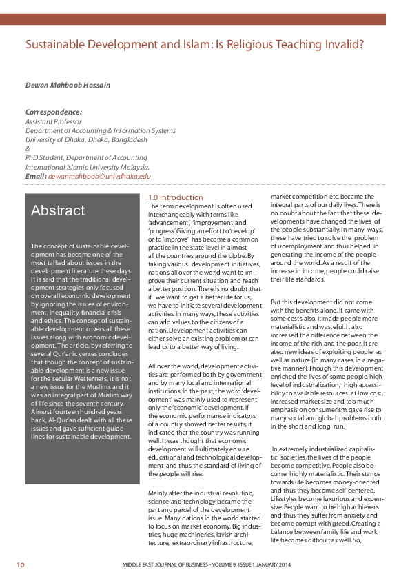 (PDF) Sustainable Development and Islam: Is Religious Teaching Invalid?