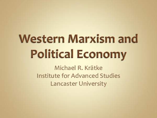 (PPT) Western Marxism and Political Economy
