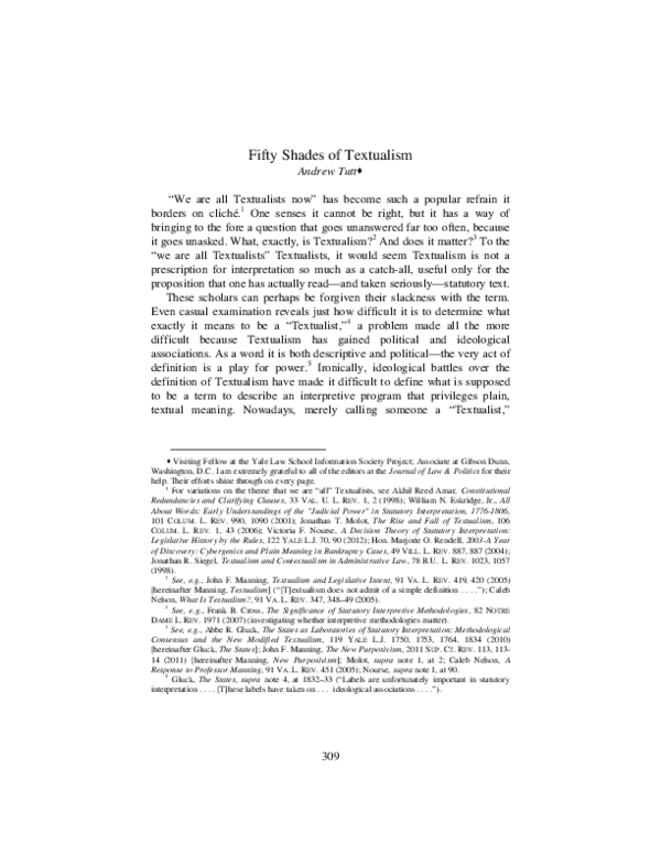 (PDF) Fifty Shades of Textualism