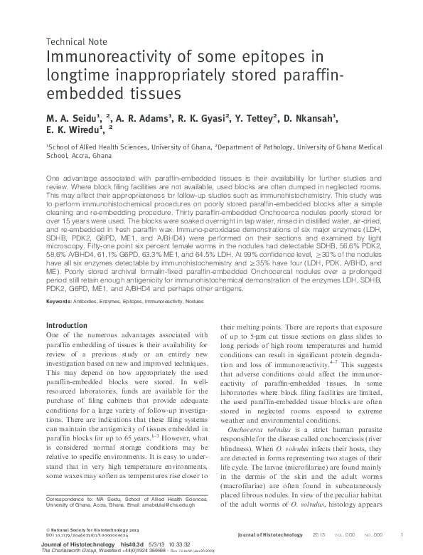 Formalin Fixed Tissue Storage