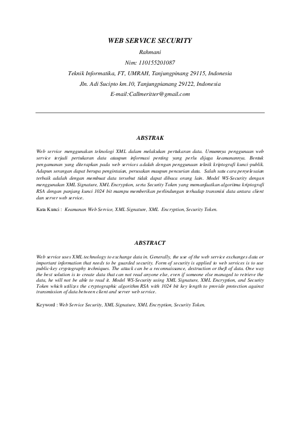 (PDF) WEB SERVICE SECURITY