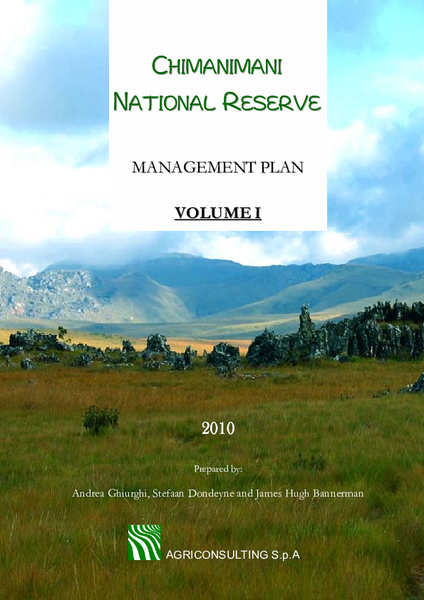 (PDF) Chimanimani national reserve: management plan (Vol 1: Intro and ...