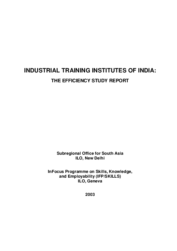 (PDF) Industrial training institutes of India: the efficiency report