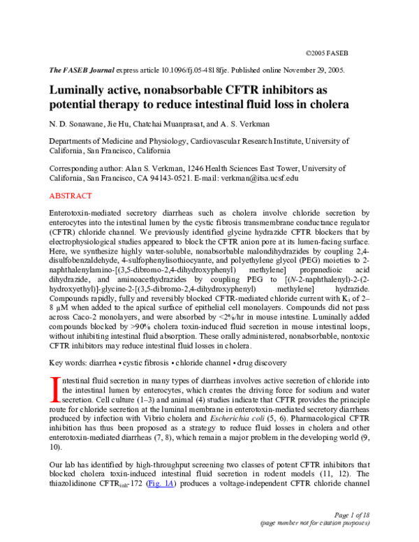 (PDF) Luminally active, nonabsorbable CFTR inhibitors as potential ...