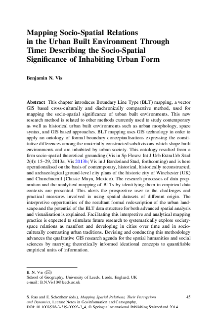 Pdf Mapping Socio Spatial Relations In The Urban Built Environment Through Time Describing