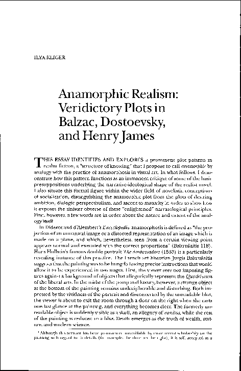 (PDF) Anamorphic Realism: Veridictory Plots in Balzac, Dostoevsky, and ...