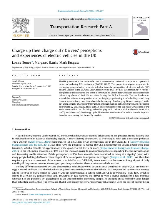 (PDF) Charge up then charge out? Drivers' perceptions and experiences ...