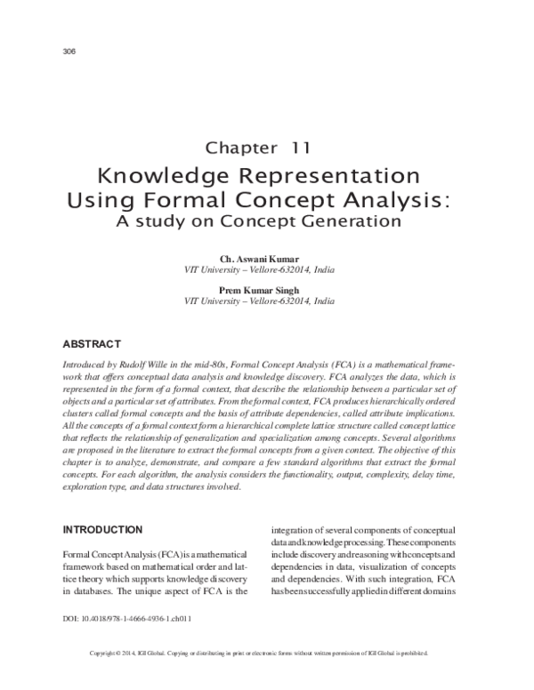 (PDF) Knowledge Representation Using Formal Concept Analysis: A study on Concept Generation