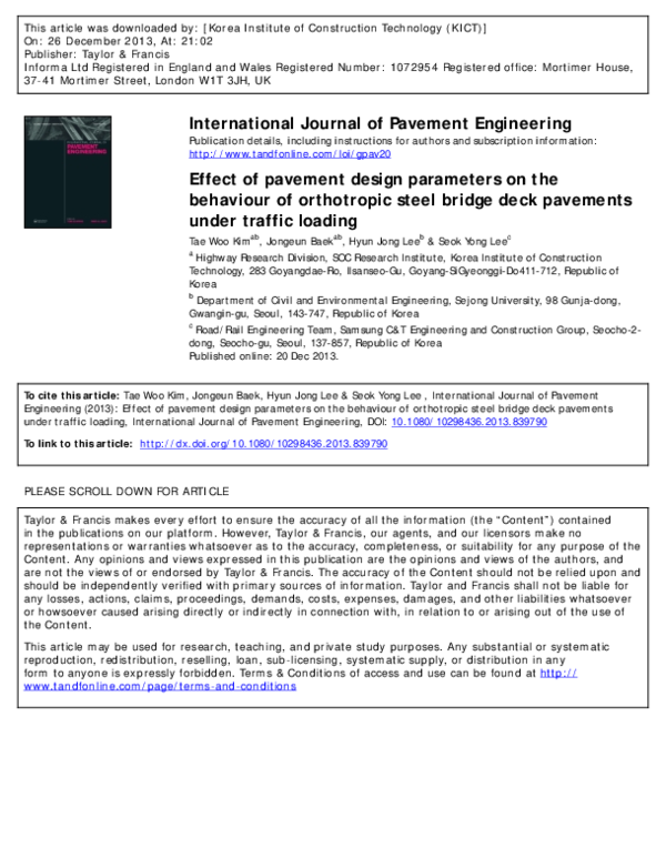(PDF) Effect of pavement design parameters on the behavior of ...