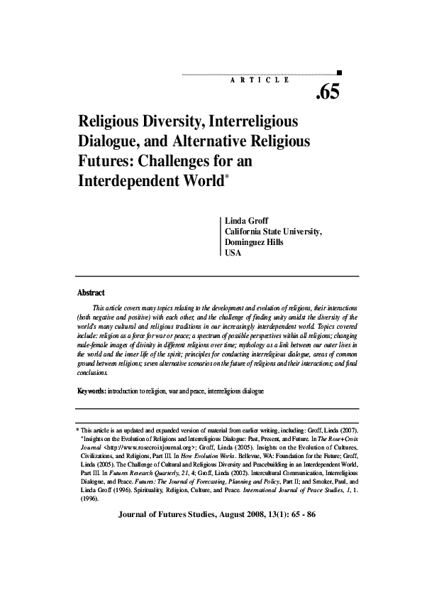 (PDF) Religious Diversity, Interreligious Dialogue, and Alternative ...