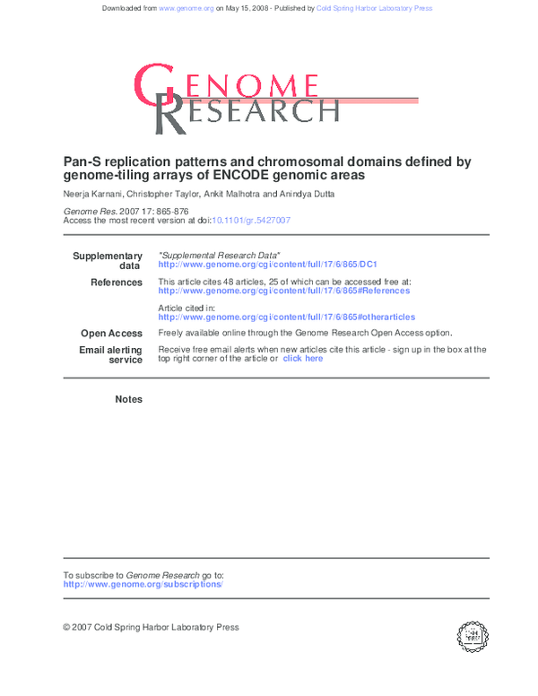 Pdf Pan S Replication Patterns And Chromosomal Domains Defined By