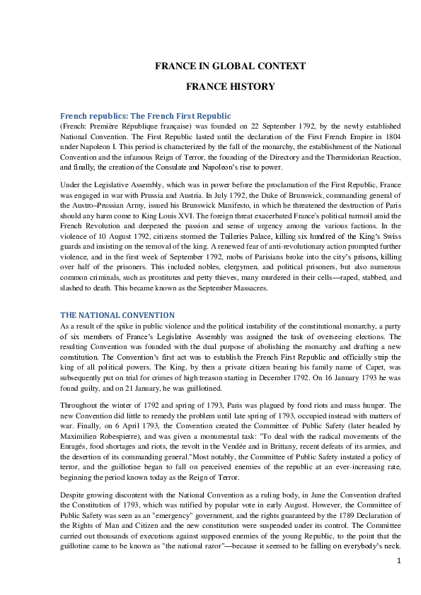 (DOC) FRANCE IN GLOBAL CONTEXT