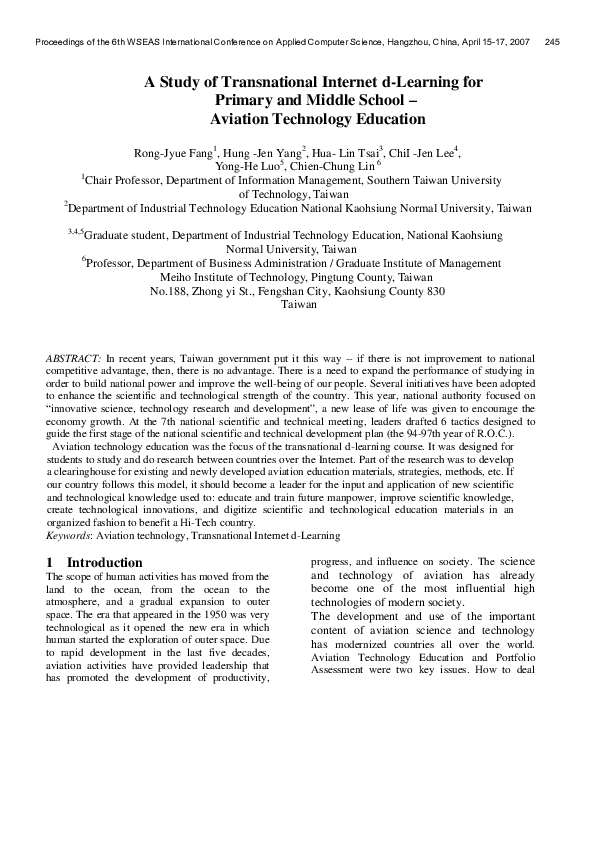 (PDF) A Study of Transnational Internet d-Learning for Primary and ...