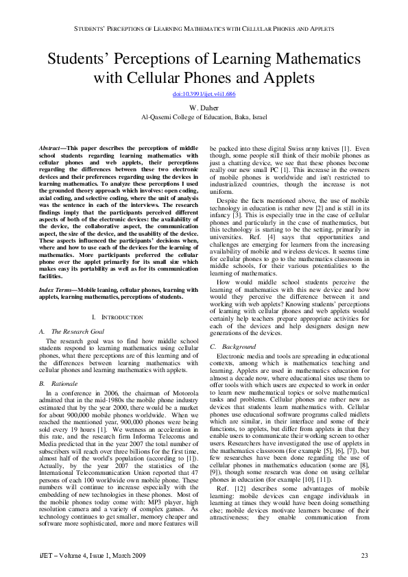 (PDF) Students' Perceptions of Learning Mathematics With Cellular ...