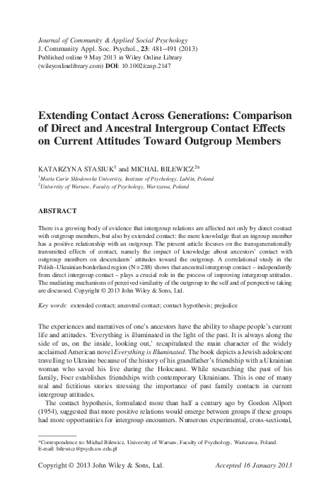 (PDF) Extending contact across generations: Comparison of direct and ...