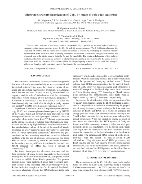 (PDF) Electronic-structure investigation of CeB6 by means of soft-x-ray ...