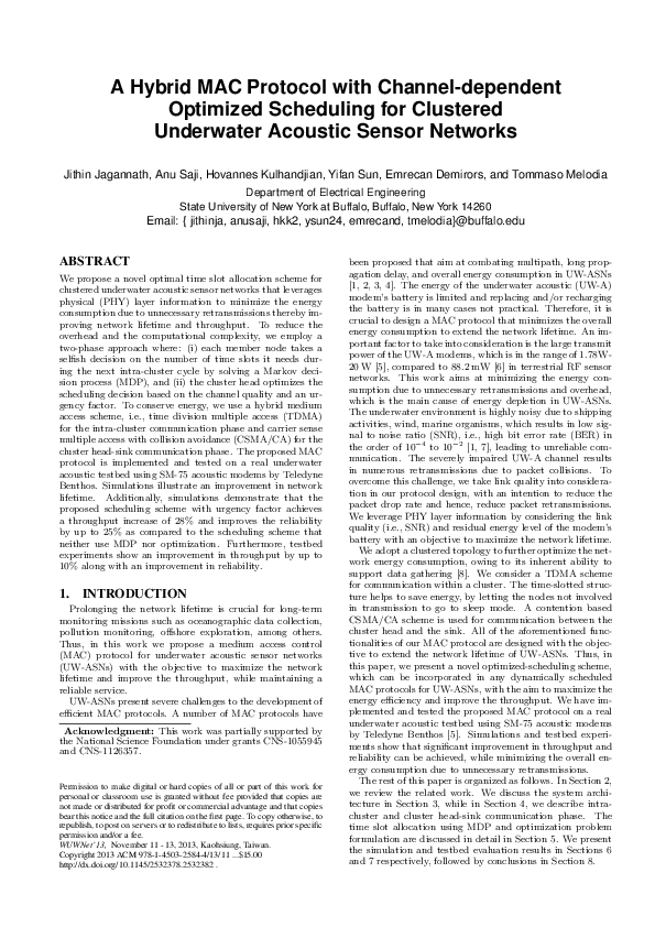 (PDF) A Hybrid MAC Protocol with Channel-dependent Optimized Scheduling for Clustered Underwater ...