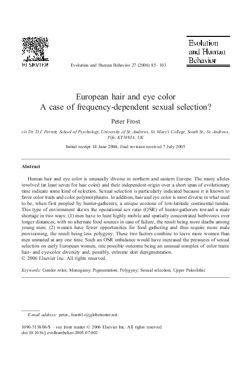 Pdf Sexual Selection And Color Diversity In Europe