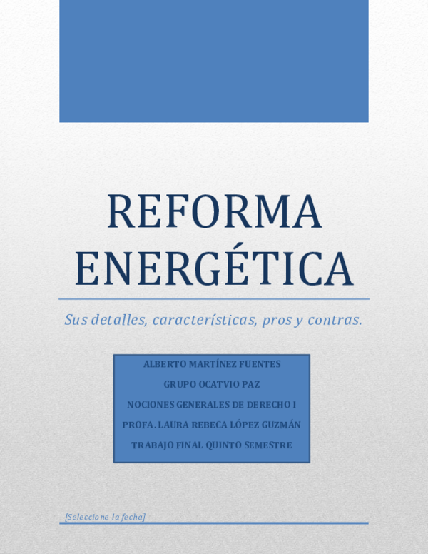 (PDF) ANÁLISIS DE LA REFORMA ENERGÉTICA | Direccion General Finanzas ...