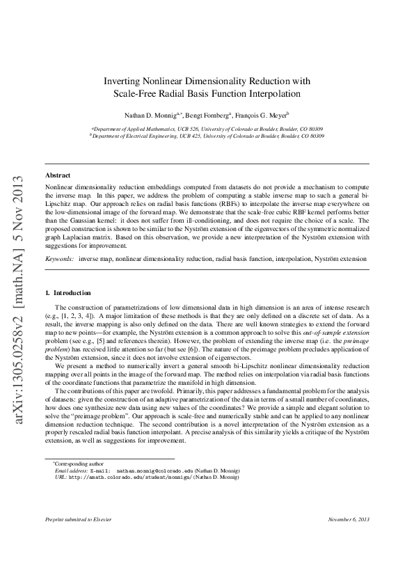 (PDF) Inverting Nonlinear Dimensionality Reduction with Scale-Free Radial Basis Function ...