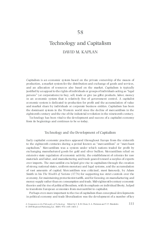 (PDF) Technology and capitalism[david m kaplan]