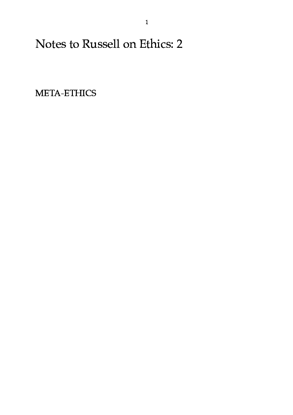(PDF) Notes to Russell on Ethics 2: Meta-Ethics