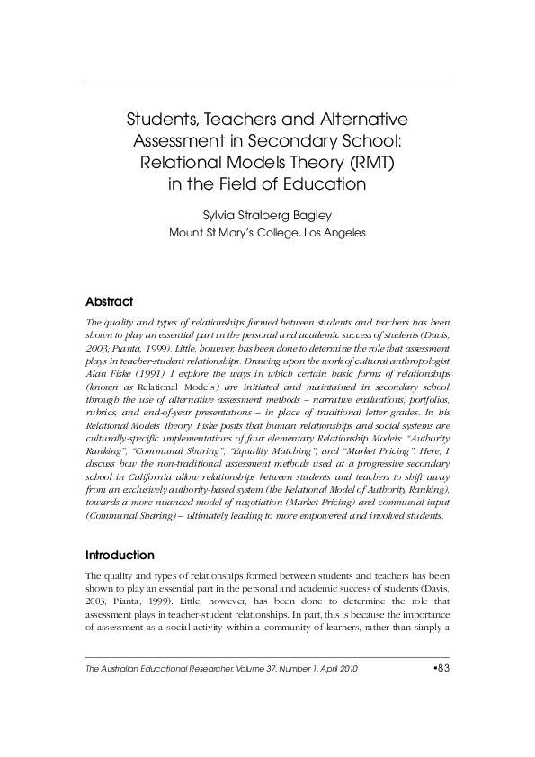 (PDF) Students, teachers and alternative assessment in secondary school ...