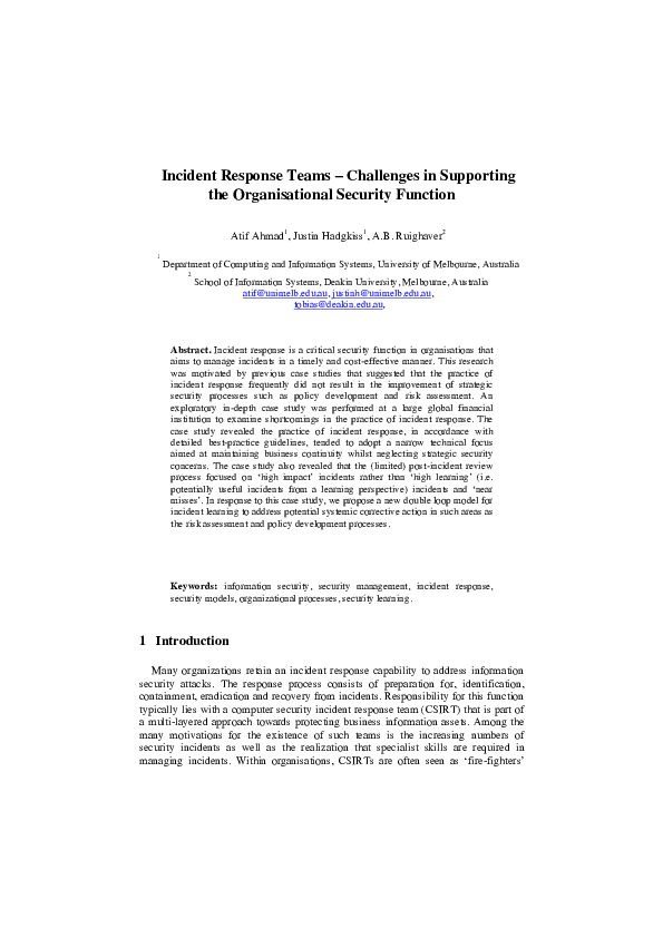 (PDF) IRTs Challenges Supporting Security Preprint