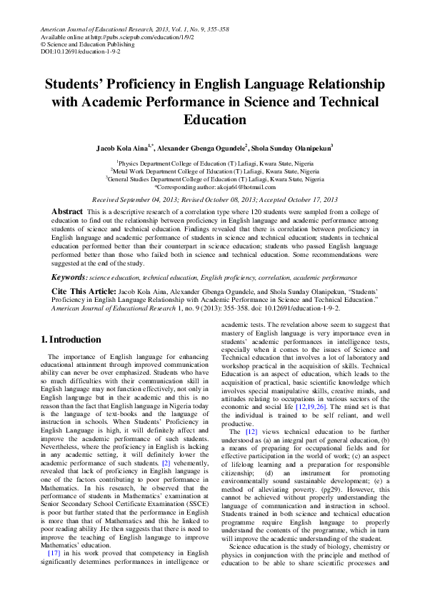 (PDF) Students’ Proficiency in English Language Relationship with ...