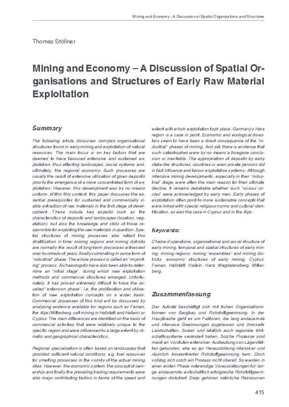 (PDF) Mining and Economy – A Discussion of Spatial Organisations and ...