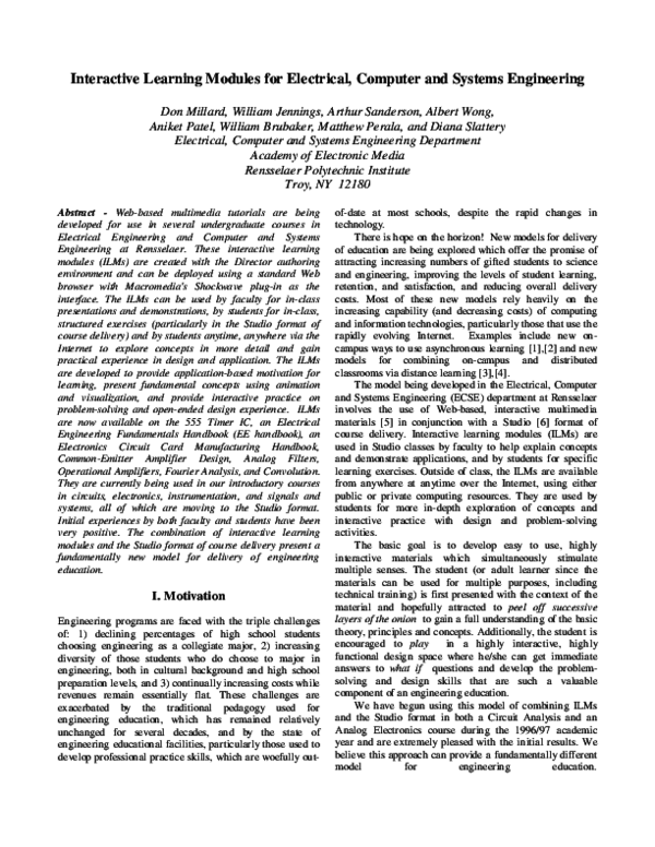 (PDF) Interactive learning modules for electrical, computer and systems ...
