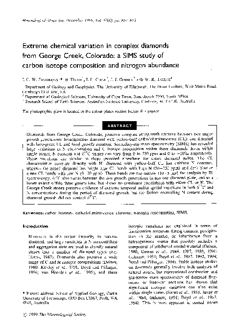 (PDF) Extreme Chemical Variation in Complex Diamonds from George Creek ...