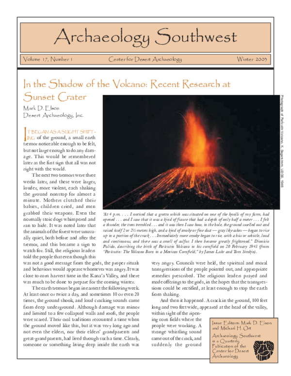 (PDF) In the Shadow of the Volcano: Recent Research at Sunset Crater ...