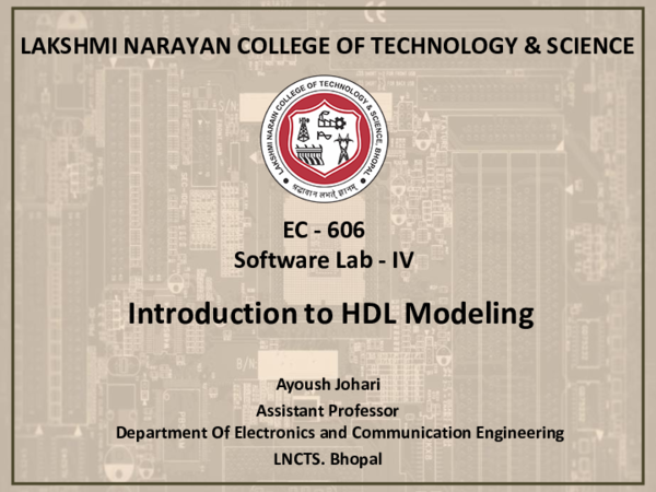 Pdf Tutorial On Hdl Modelling