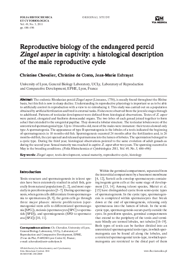 (PDF) CHEVALIER ,C. , DE CONTO, C. , EXBRAYAT, J-M. 2011. Reproductive ...