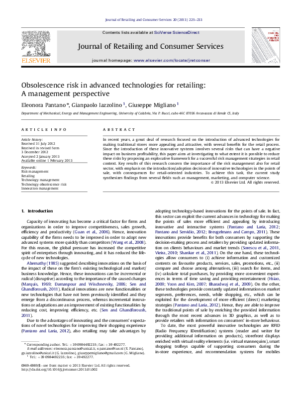 (PDF) Obsolescence risk in advanced technologies for retailing: A ...