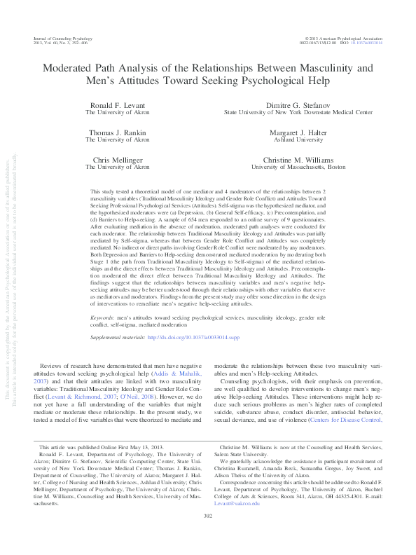 (PDF) Moderated Path Analysis of the Relationships between Masculinity and Men’s Attitudes ...