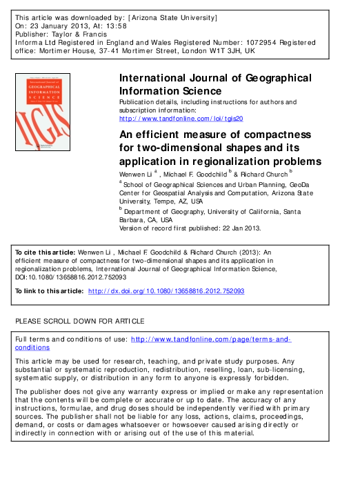 Pdf An Efficient Measure Of Compactness For 2d Shapes And Its Application In Regionalization