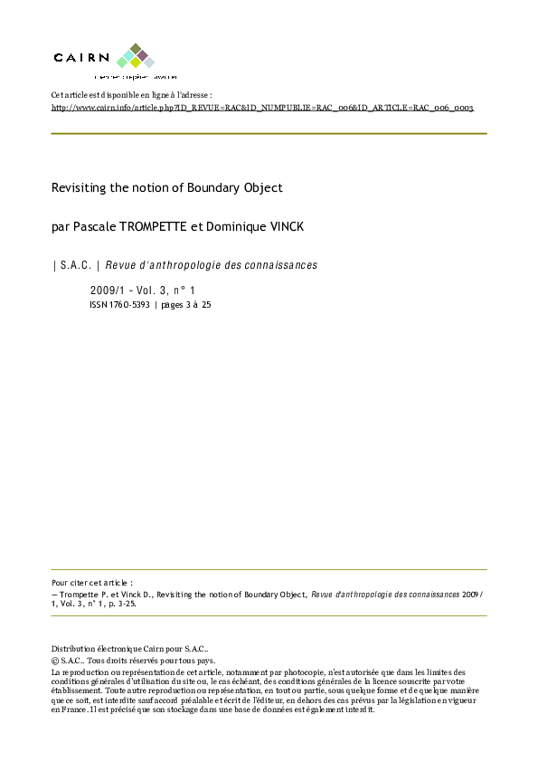 (PDF) Revisiting the notion of Boundary Object