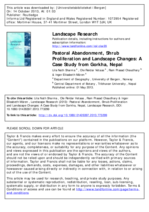 (PDF) Pastoral Abandonment, Shrub Proliferation and Landscape Changes ...