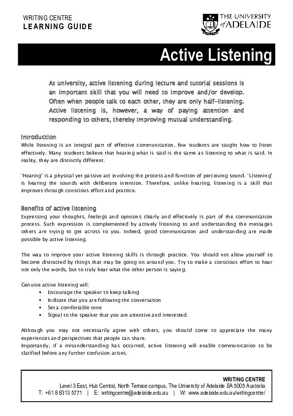 (DOC) Learning Guide active Listening